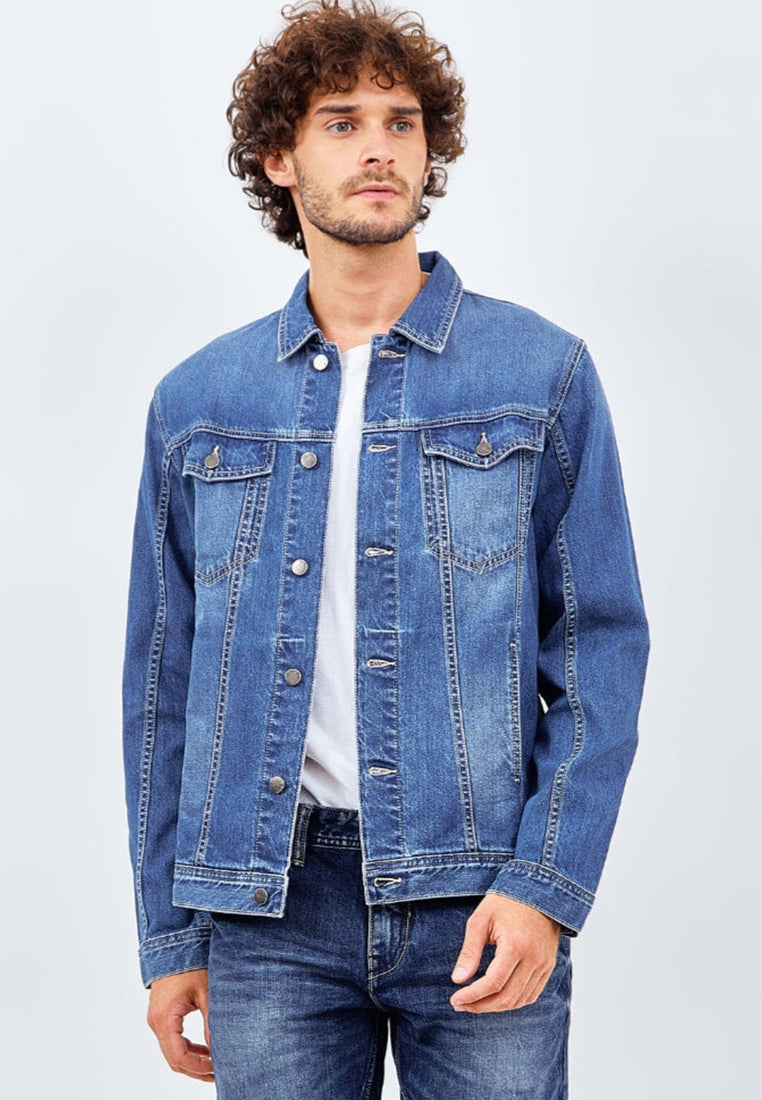 EMBA DENIM - Jaket Trucker Regular Fit Non Stretch Bahan Denim - Johnn